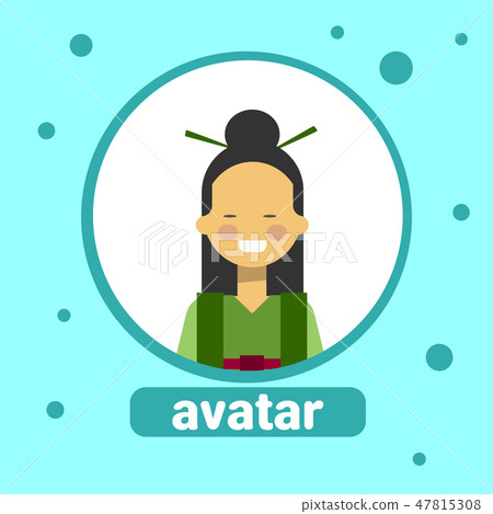 Asian Woman Avatar Icon Chinese Female In... - Stock Illustration ...