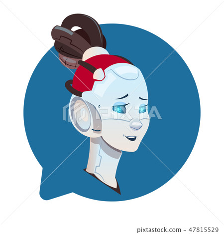 Chatbot Cute Female Robot In Chat Bubble Icon... - Stock Illustration ...