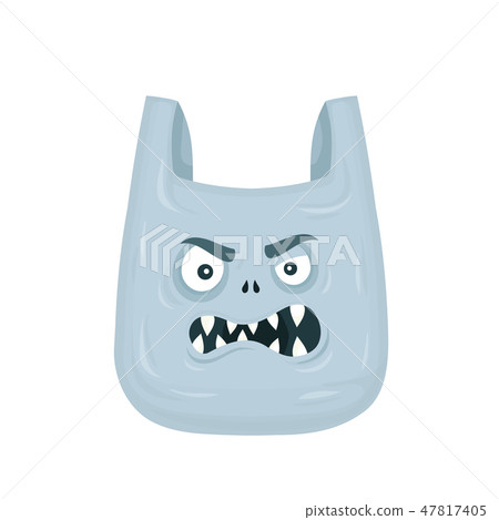 Angry evil plastic bag. Vector flat - Stock Illustration [47817405] - PIXTA