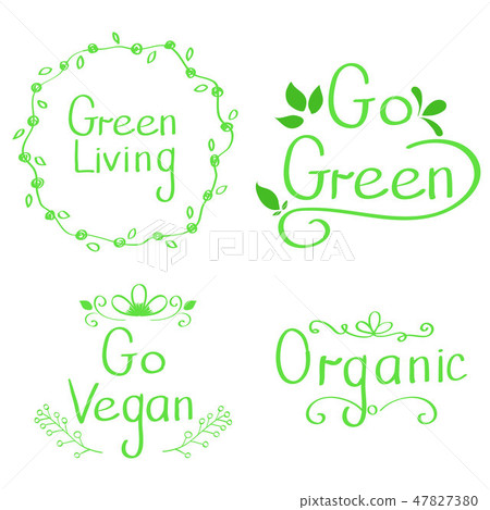Collection of ector hand drawn signs. Green living - Stock Illustration ...
