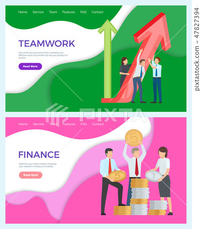 Successful Teamwork Finances Workers with Coins - Stock Illustration ...