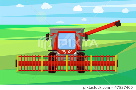 Combine Agricultural Device Vector Illustration - Stock Illustration ...