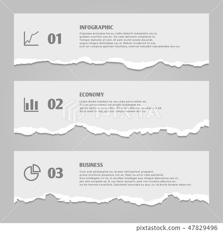 Torn paper sheets with numbers, infographic... - Stock Illustration ...