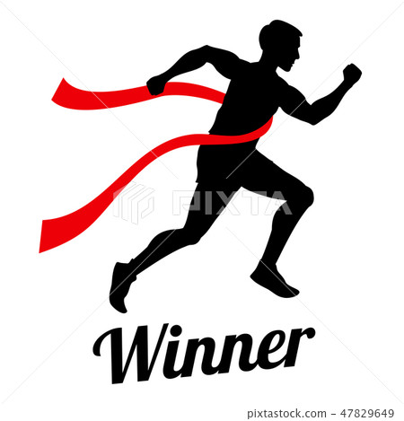 Winner runner crossing finish line, sports... - Stock Illustration ...