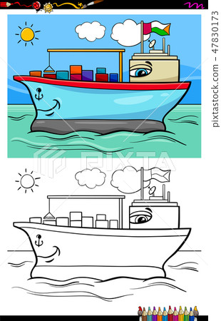 container ship character coloring book - Stock Illustration [47830173 ...