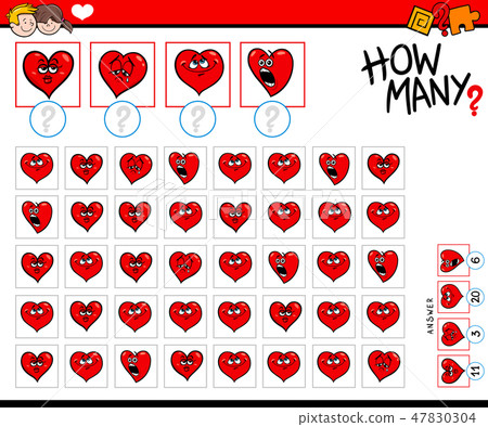 how many hearts counting task - Stock Illustration [47830304] - PIXTA
