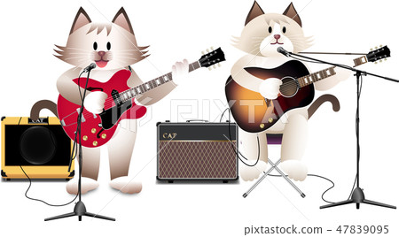 cat, pussy, guitar - Stock Illustration [47839095] - PIXTA