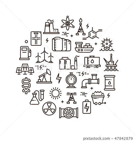 Energy, power and fuel vector line icons - Stock Illustration [47842879 ...
