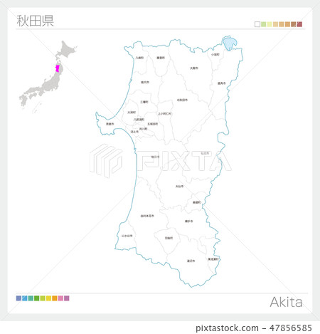 A map of Akita Prefecture (municipalities,... - Stock Illustration ...