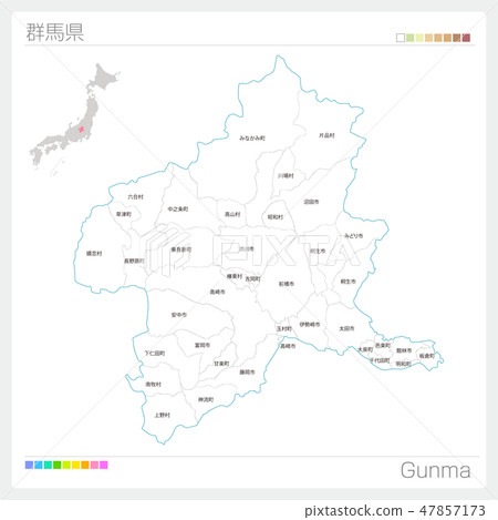 Map of Gunma prefecture (city, town, village) - Stock Illustration ...