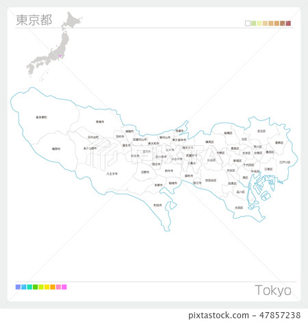 Map of Tokyo (municipalities and division) - Stock Illustration ...