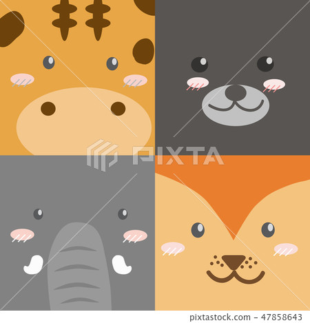 Cute adorable animal face character wallpaper - Stock Illustration ...