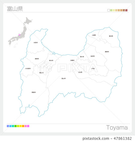 Map of Toyama prefecture (city, town, village) - Stock Illustration ...