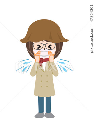 Female sneeze with hay fever - Stock Illustration [47864301] - PIXTA