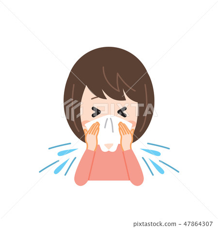Female sneeze with hay fever - Stock Illustration [47864307] - PIXTA