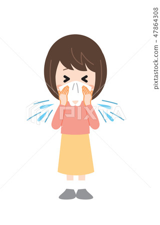 Female sneeze with hay fever - Stock Illustration [47864308] - PIXTA