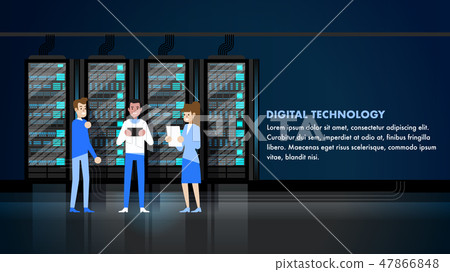 Digital Technology Design Concept. Flat Banner. - Stock Illustration ...