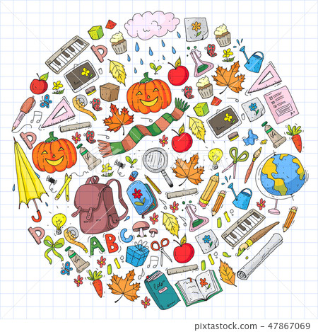 Back to school vector pattern. Education icons... - Stock Illustration ...