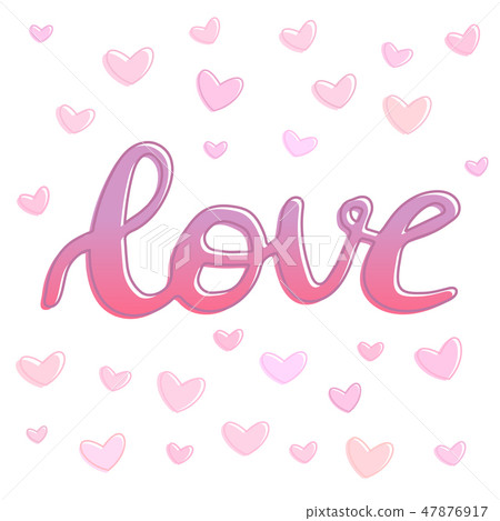 Love word hand drawn lettering with outline and - Stock Illustration ...