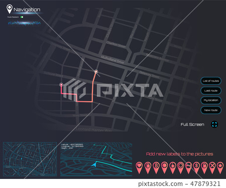 Dashboard theme infographic of city map navigation - Stock Illustration ...