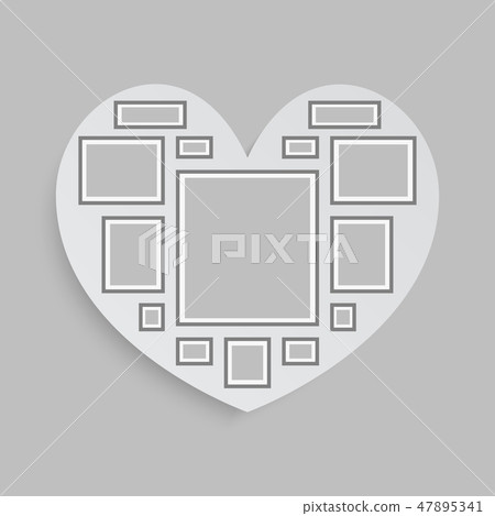 Collage love heart fourteen frames, photos, parts. - Stock Illustration ...