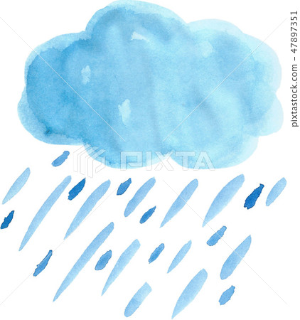 Rain cloud rain cloud watercolor - Stock Illustration [47897351] - PIXTA