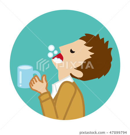 Male student to gargle - circle icon - Stock Illustration [47899794 ...