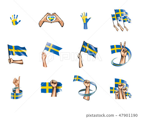 Sweden flag and hand on white background.... - Stock Illustration ...