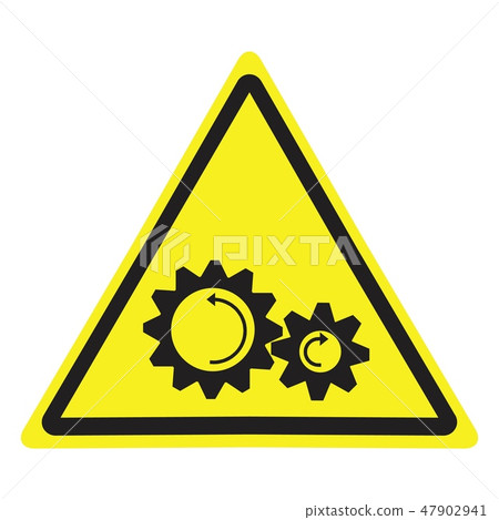 Warning sign with rotating parts hazard symbol - Stock Illustration ...