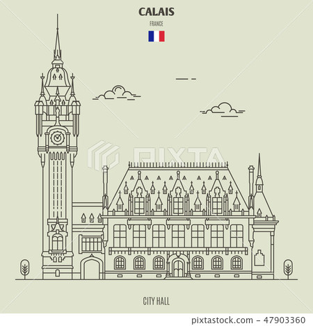 City Hall in Calais, France. Landmark icon - Stock Illustration ...