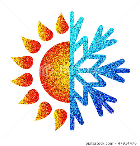 Sun and snowflake heating and cooling - Stock Illustration [47914476 ...