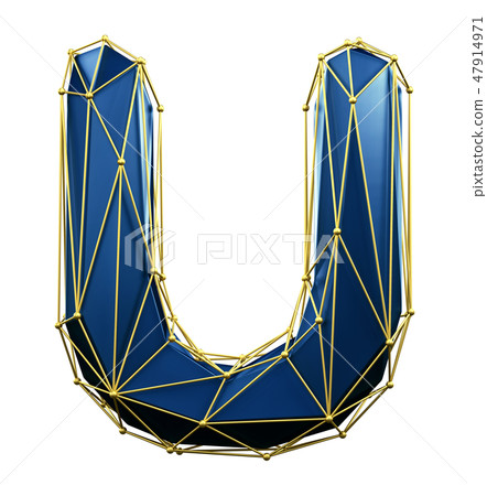 Capital latin letter U in low poly style blue... - Stock Illustration ...