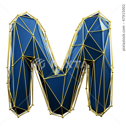 Capital latin letter M in low poly style blue... - Stock Illustration ...