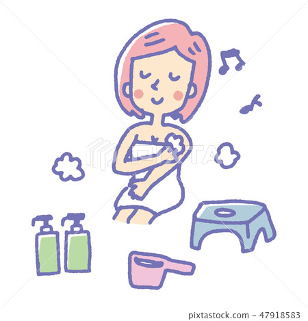 Bath time [Line drawing/Series] - Stock Illustration [47918583] - PIXTA