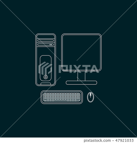 The computer line icon. Flat Vector illustration - Stock Illustration ...