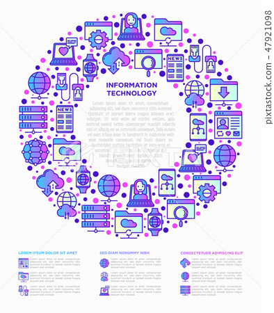 Information technology in circle thin line icons - Stock Illustration ...