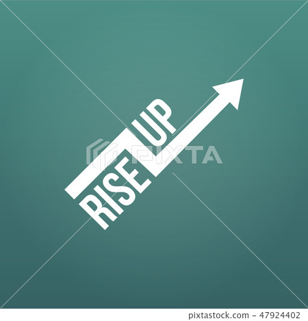 White arrow with Rise Up sign. Financial sign,... - Stock Illustration ...