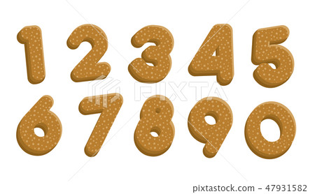 Cookie · biscuit illustration (numbers / 0 ~ 9) - Stock Illustration ...