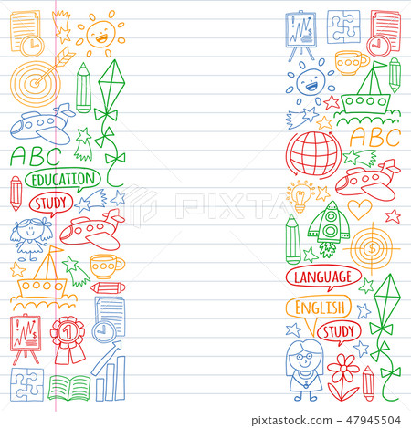 Vector set of learning English language,... - Stock Illustration ...