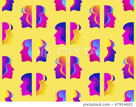 Seamless pattern of female faces with gradient - Stock Illustration ...