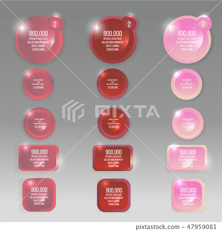 Glass vector round buttons with colorful labels - Stock Illustration ...