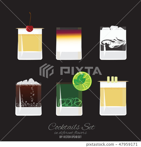 Set of 6 cocktails - Stock Illustration [47959171] - PIXTA