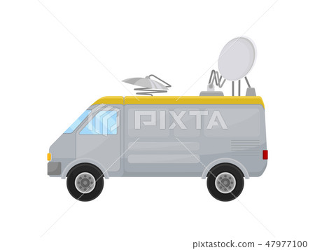 Television broadcasting van. Car with satellite... - Stock Illustration ...