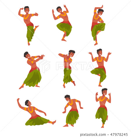 Indian Dancer Character in Traditional Sari... - Stock Illustration ...