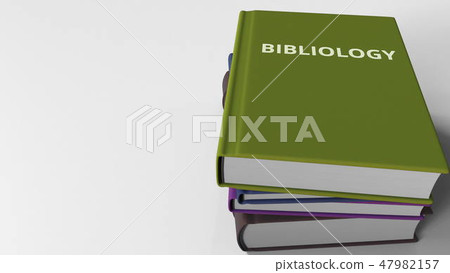 BIBLIOLOGY title on the book, conceptual 3D... - Stock Illustration ...
