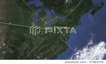 Route of a commercial plane flying to... - Stock Illustration [47983458 ...