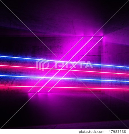 Colorful neon light lines, 3d - Stock Illustration [47983588] - PIXTA