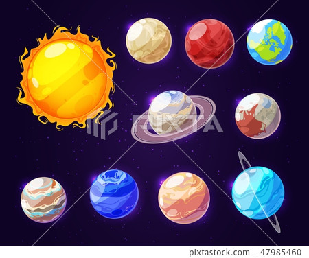 Solar system sun and planets, vector - Stock Illustration [47985460 ...
