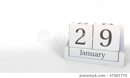 Cube calendar shows January 29 date. 3D rendering - Stock Illustration ...