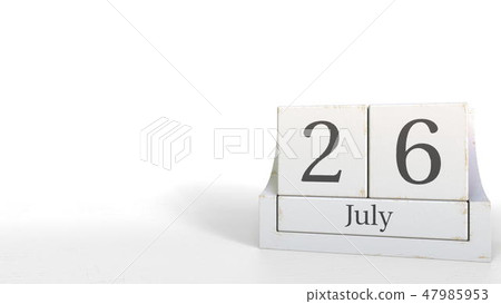 July 26 date on wood bricks calendar. 3D rendering - Stock Illustration ...